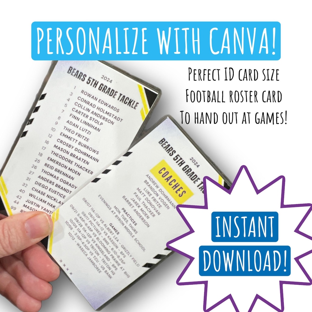 Customizable Football Roster Template: Team Mom Printable (digital ...