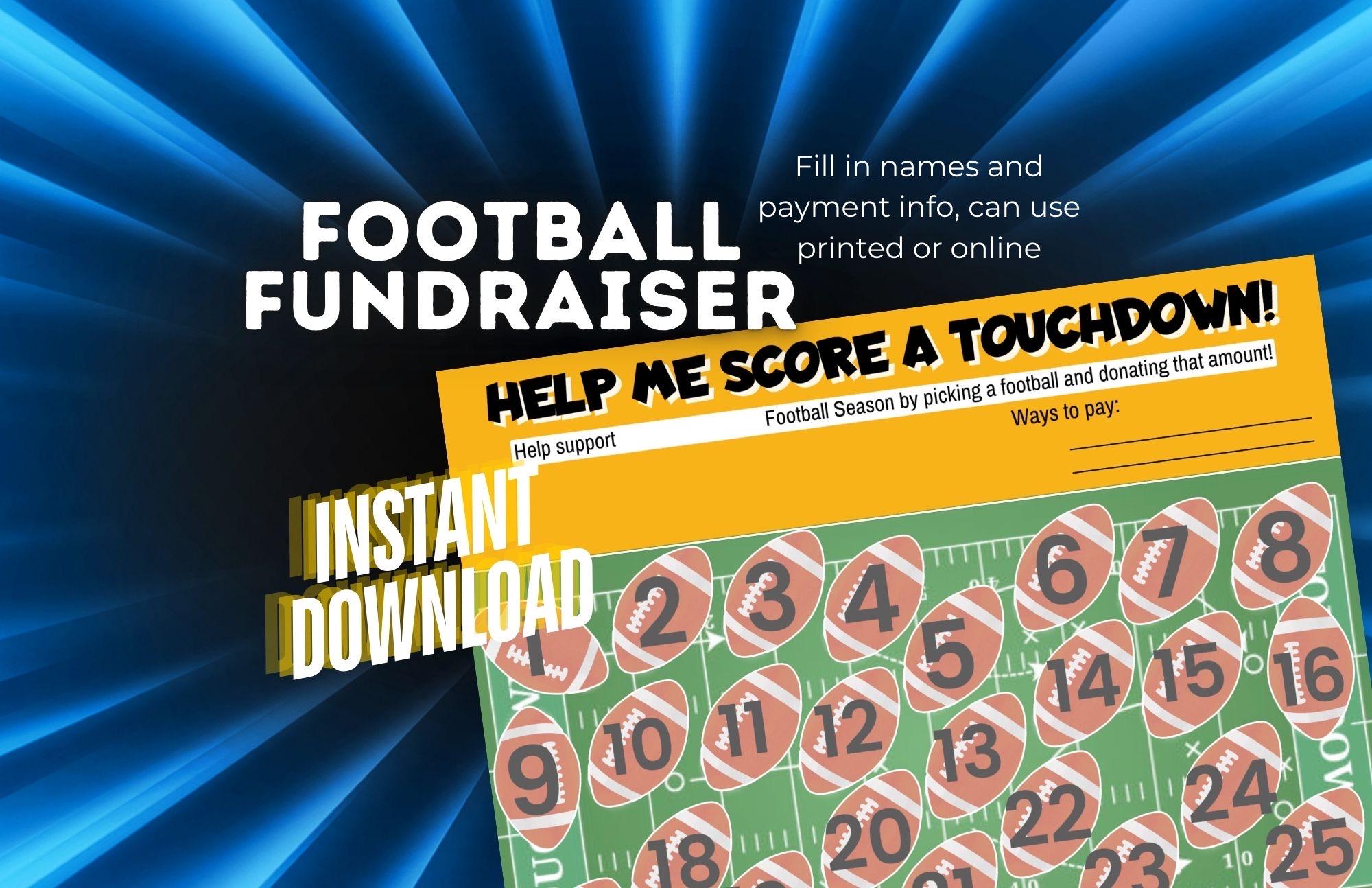 Football Fundraising Card - Instant Download - Raises 325 Dollars When ...