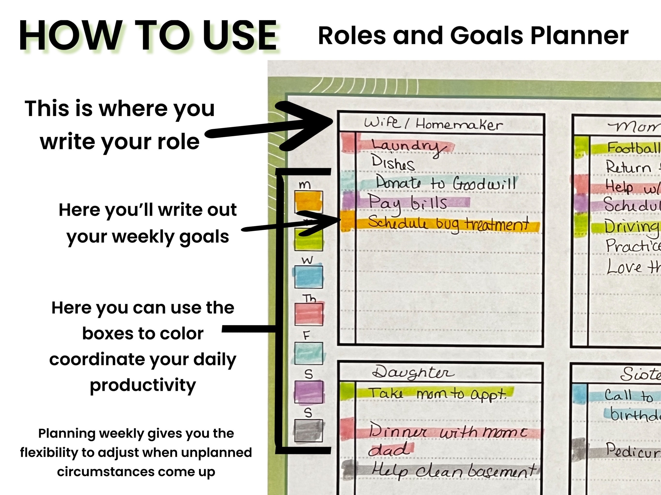 7 Habits Printable Planner Sheet Roles and Goals - Organizer Journal ...