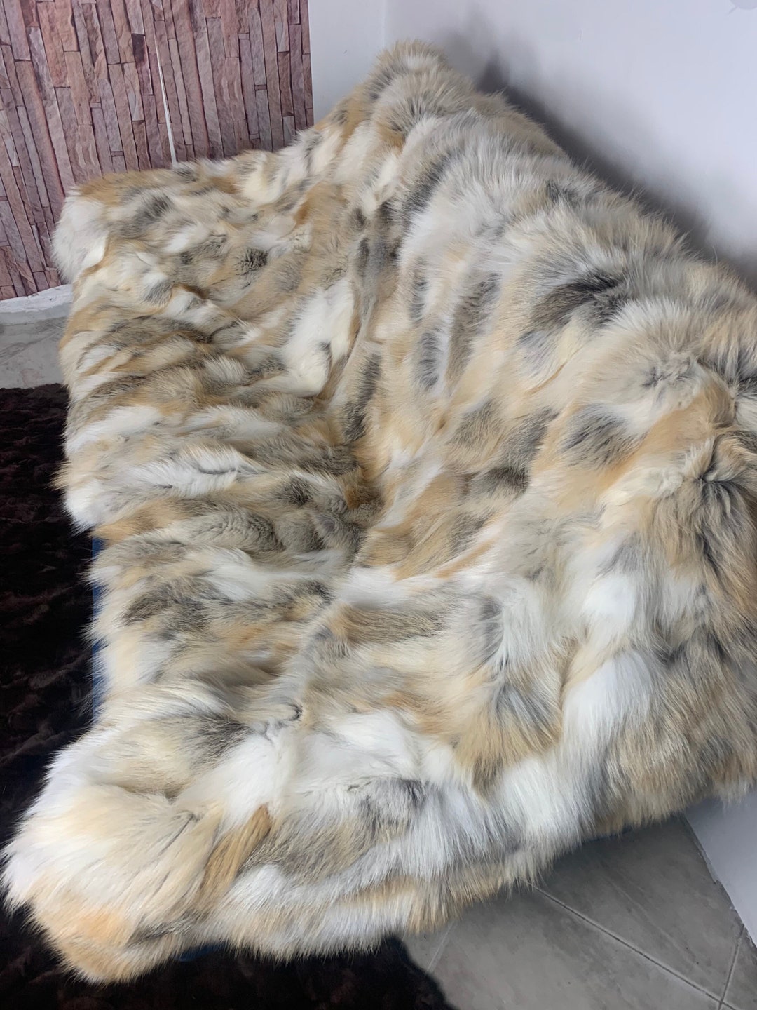 Real Golden Fur Blanket • Personalized Fox Fur Blanket Throw • Handmade ...