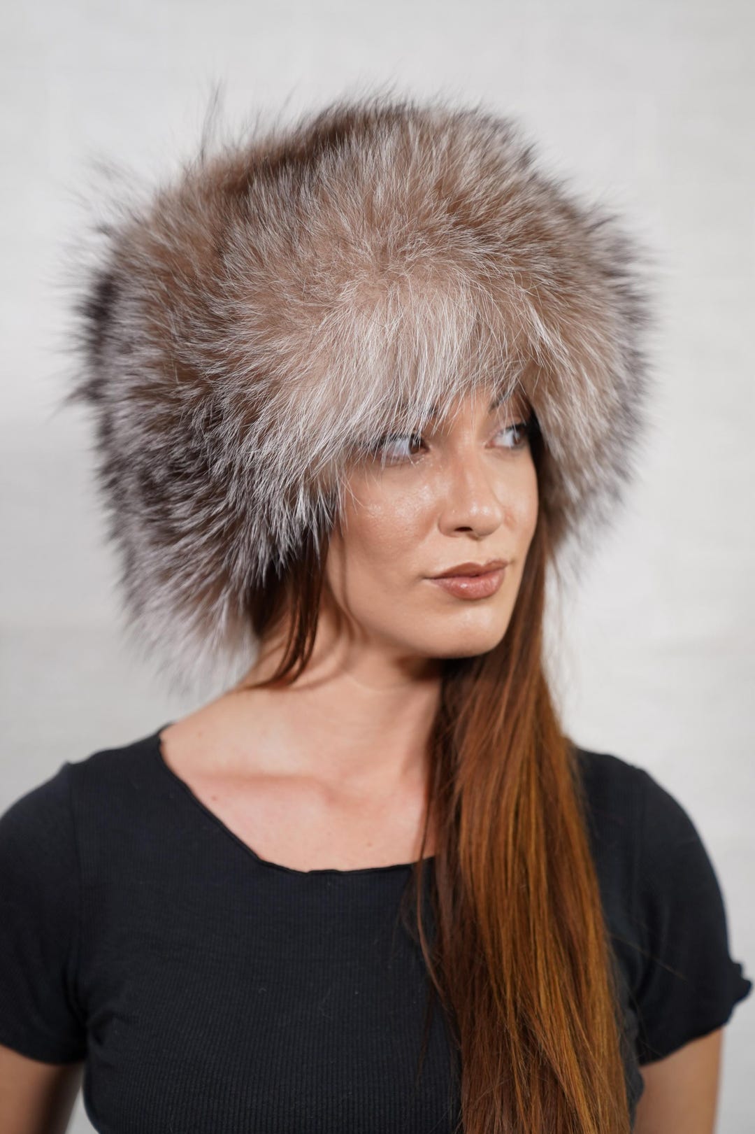 Crystal Natural Full Skin Fox Fur Hat Premium Warm Headwear for Winter ...