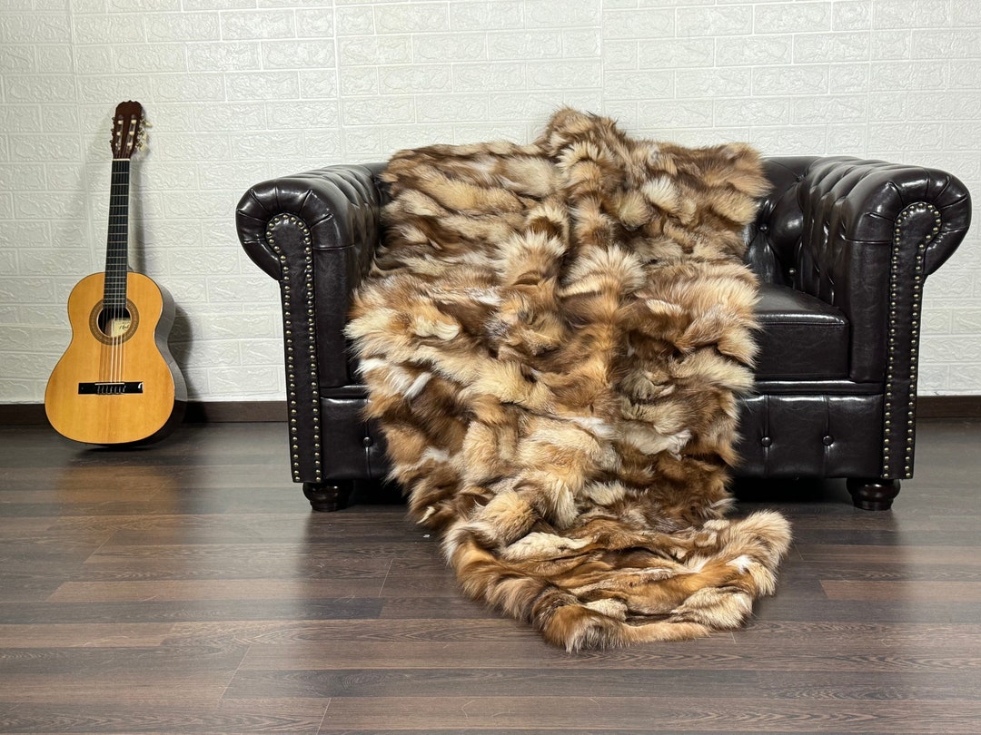 Luxurious Real Fox Fur Rug Crystal - Handcrafted Personalized Fox Fur ...