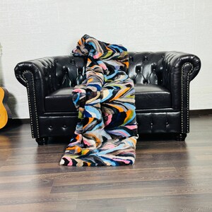 Real Colorful Mink Fur Throw 47x88 in • Personalized Genuine Fur Throw ...