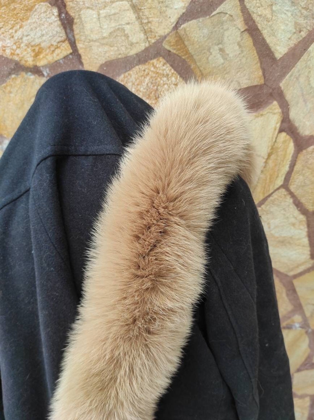 Beige Fur Trim for Hood • Fox Fur Collar Scarf • Fur Trim for Jacket ...