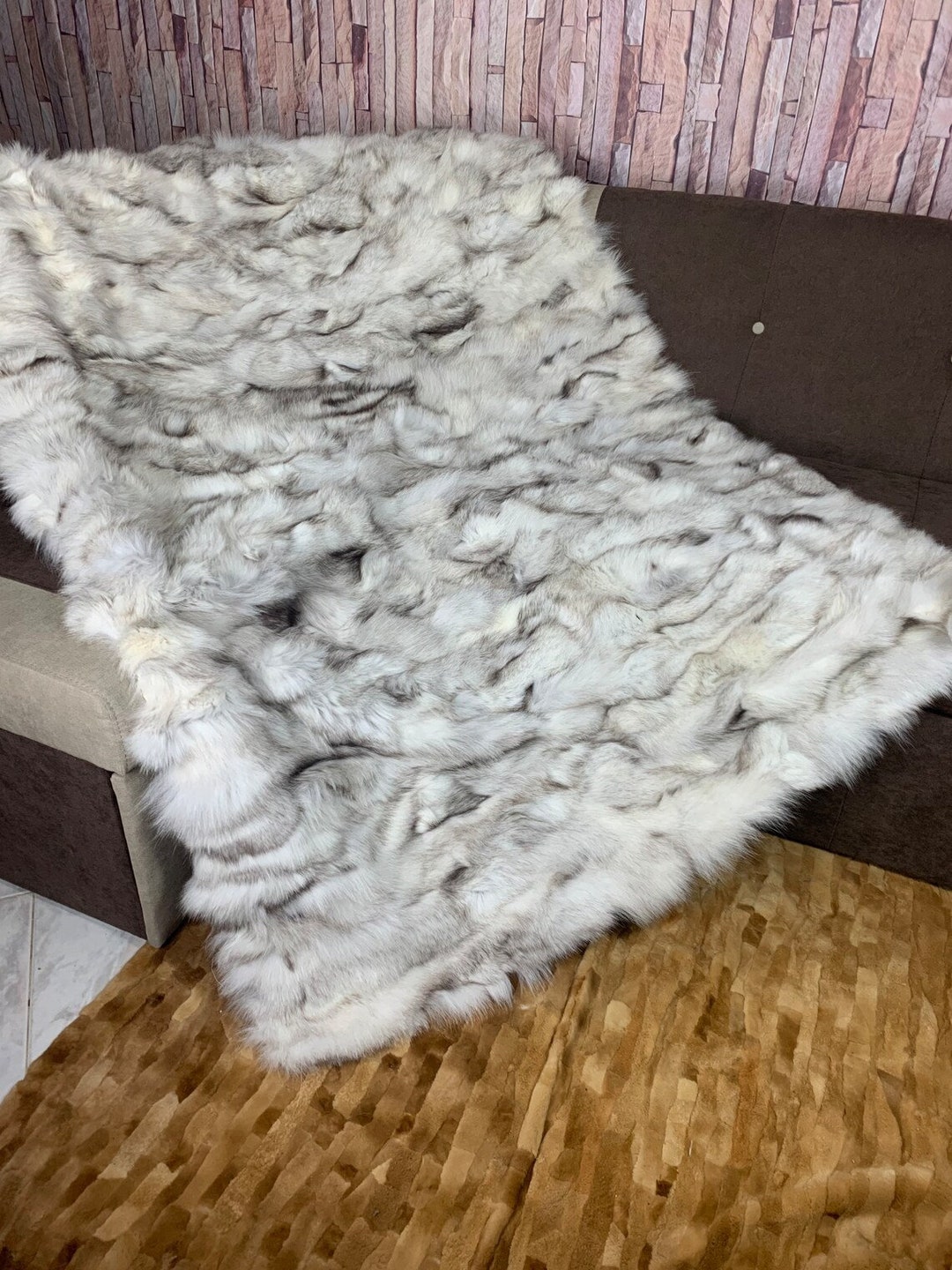 Real Fur Blanket • Personalized Fox Fur Blanket Throw • Handmade ...
