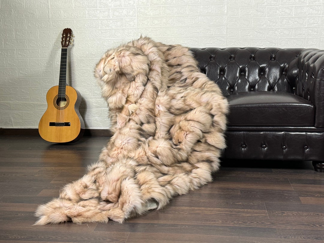 Real Pink Fox Fur Throw • Personalized Genuine Fur Throw Rug ...