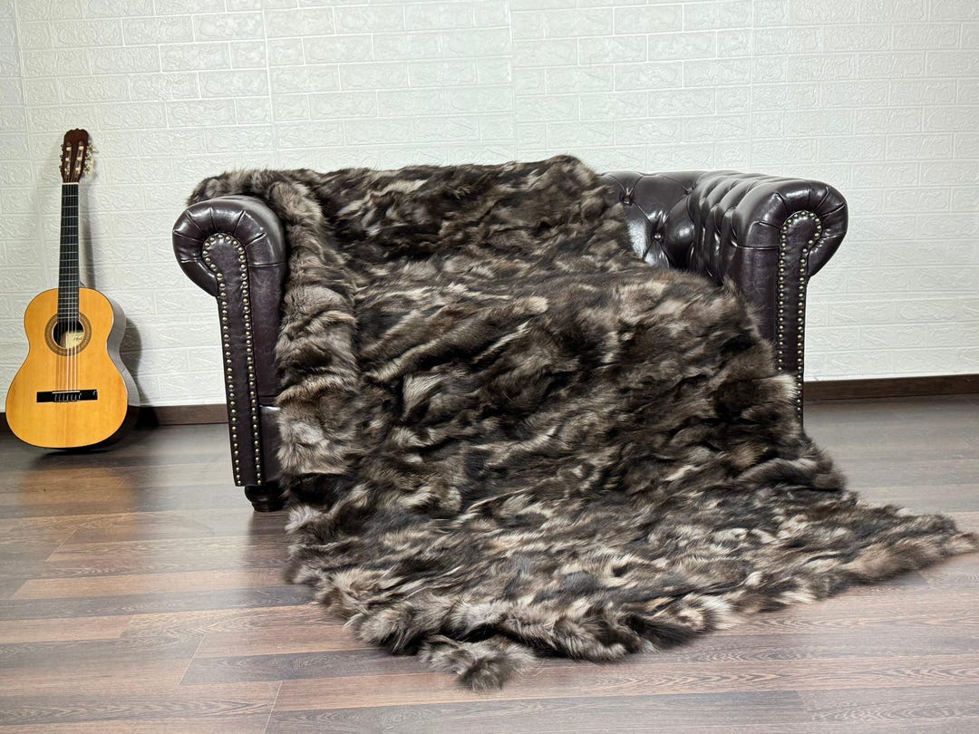 Real Brown Fox Fur Throw • Personalized Genuine Fur Throw Rug ...