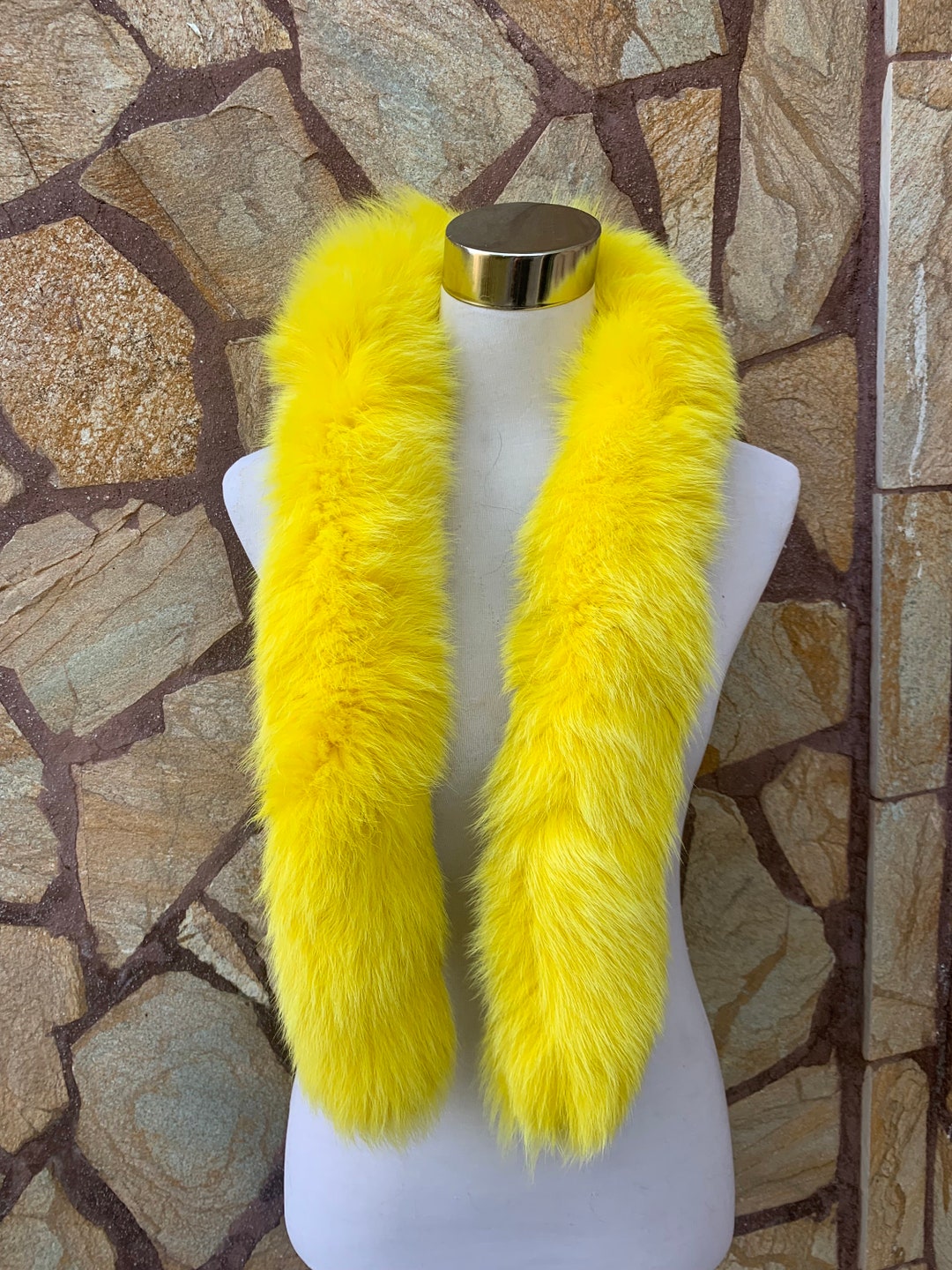 Yellow Fur Trim for Hood Fox Fur Collar Scarf Fur Trim for Jacket Fox ...