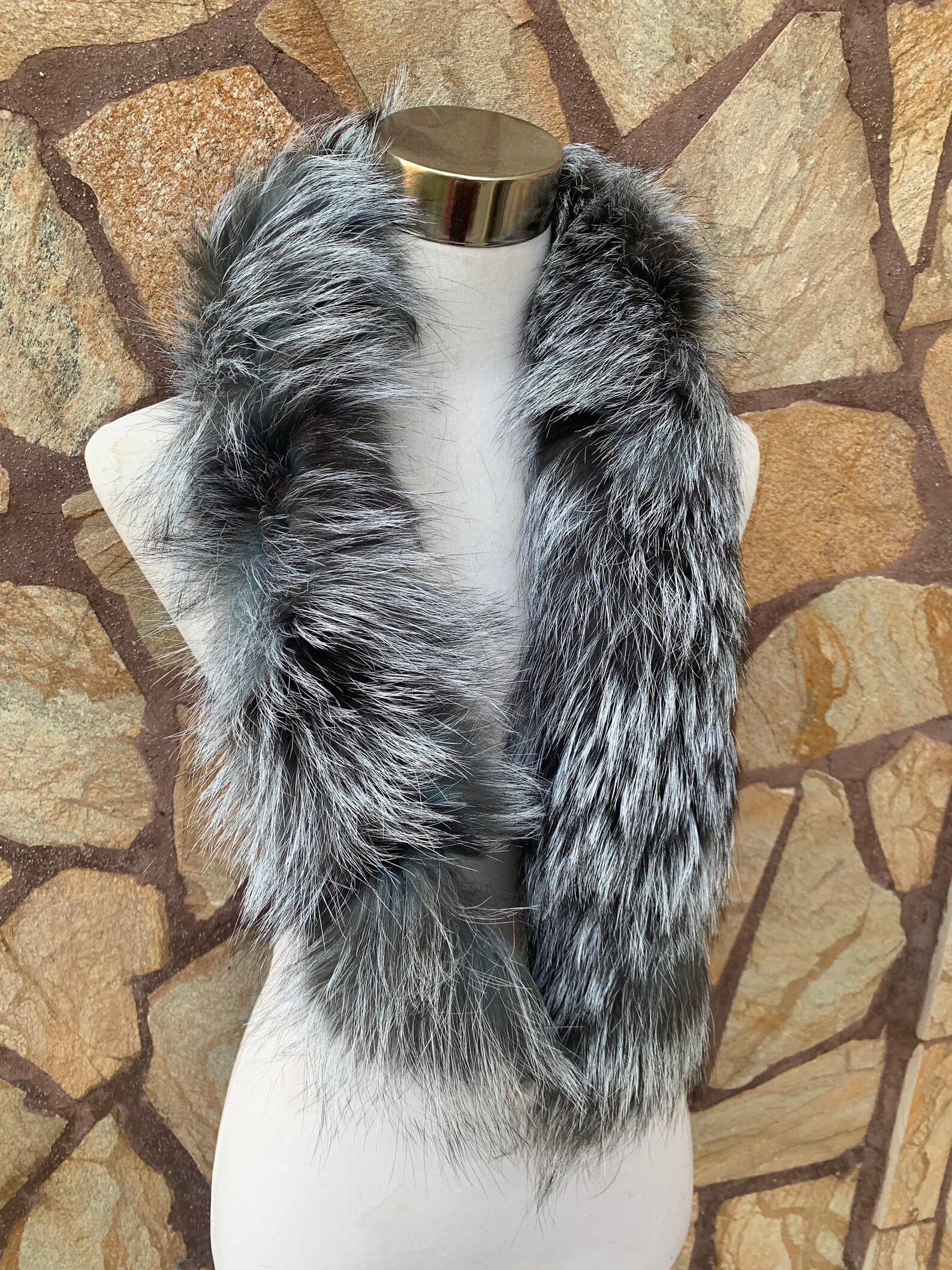 Gray Blue Fur Trim for Hood • Fox Fur Collar Scarf • Fur Trim for ...