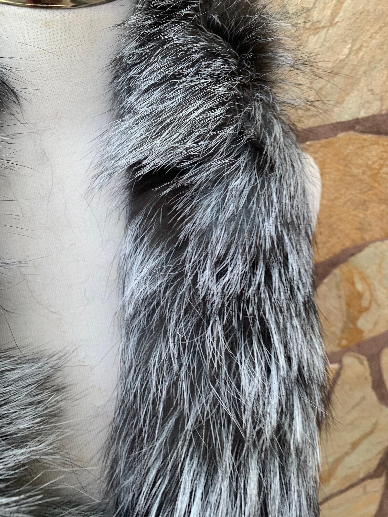 Gray Blue Fur Trim for Hood • Fox Fur Collar Scarf • Fur Trim for ...