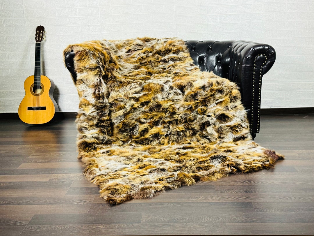 Real Fox Fur Throw Personalized Genuine Fur Throw Rug Handmade Vintage ...