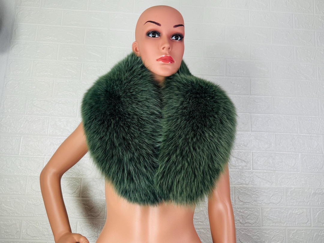 GORGEOUS Real Green FOX FUR Collar • Handcrafted Winter Fashion ...