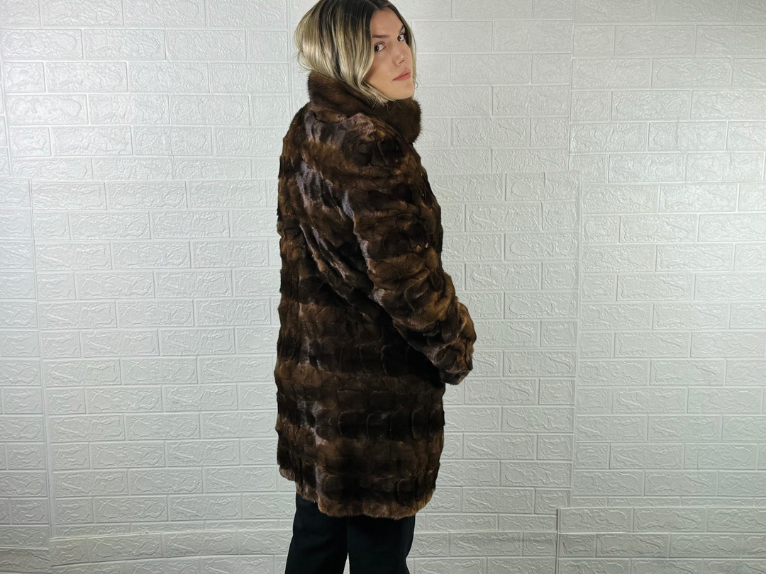 BEAUTIFUL Real Brown Mink Fur Coat for Women• Personalized Mink Fur ...