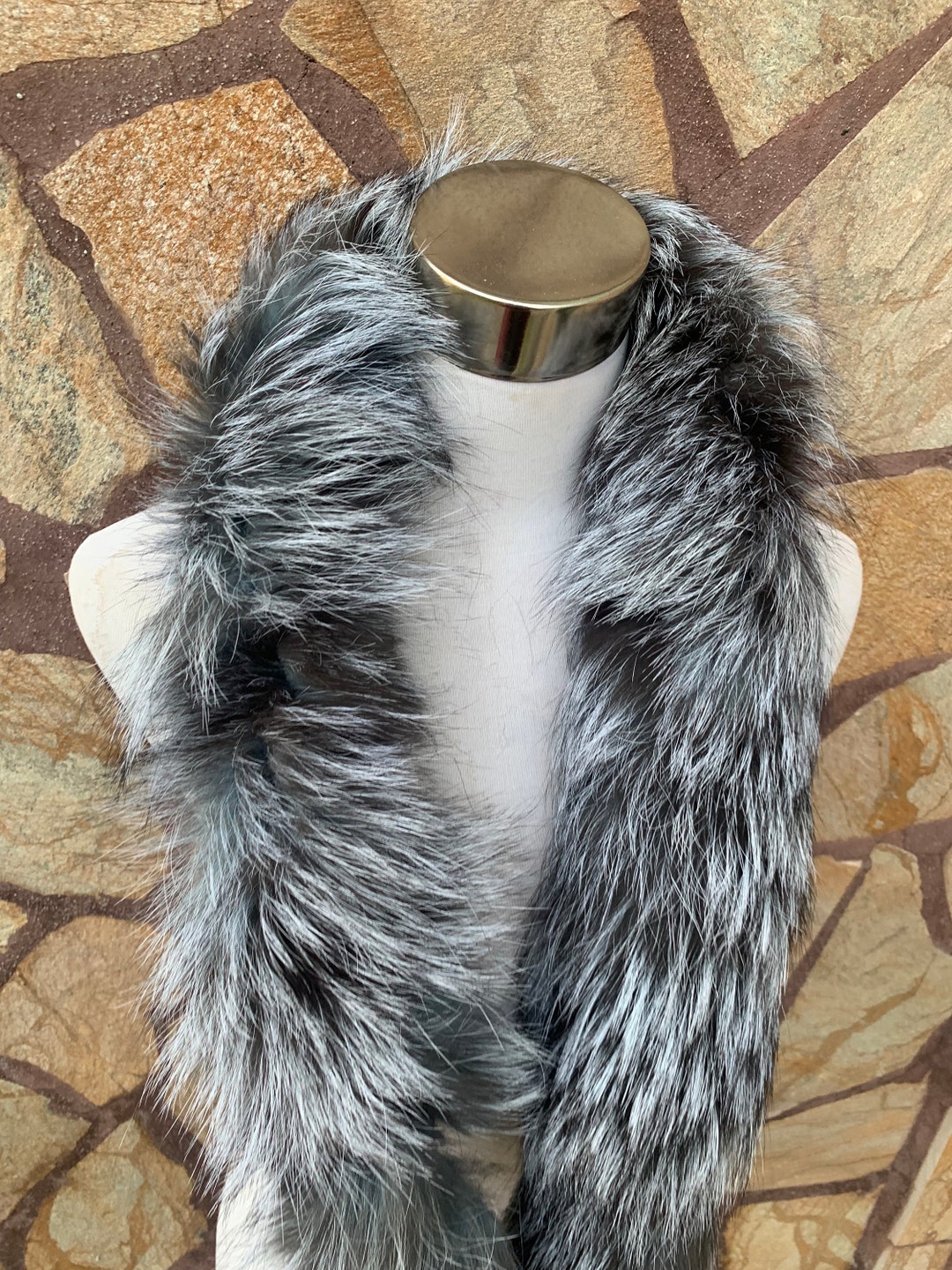 Gray Blue Fur Trim for Hood • Fox Fur Collar Scarf • Fur Trim for ...