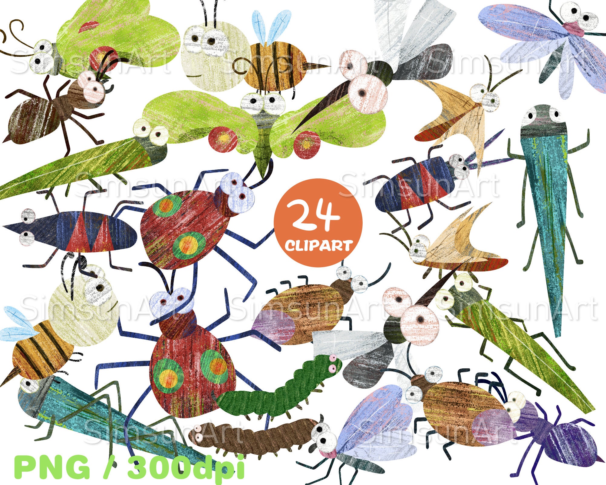 Moth Butterfly Bug Bee Ant Grasshopper Watercolor Pencils - Etsy