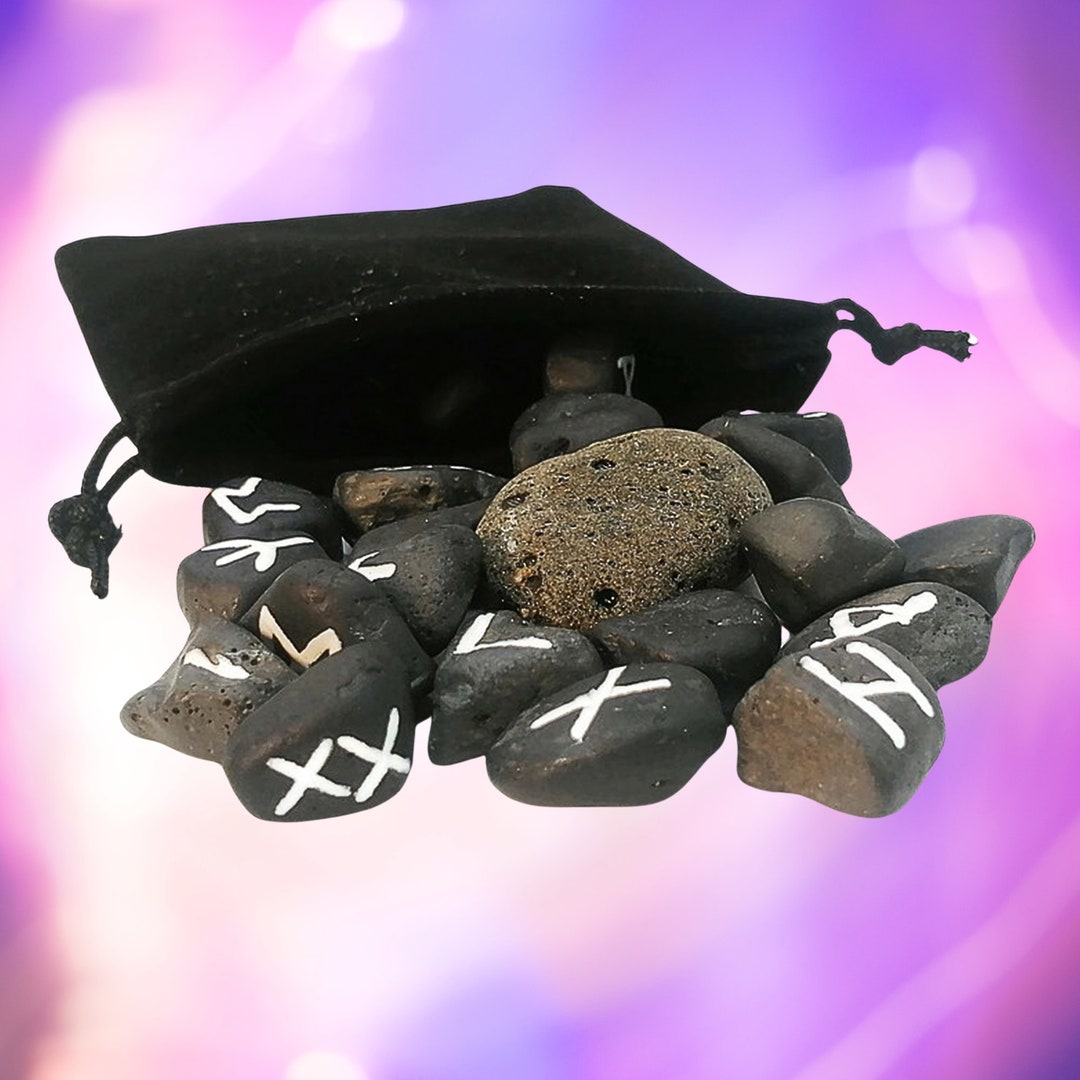 Elder Futhark Runes Oracle Made of Lava Stone for Spiritual Guidance ...