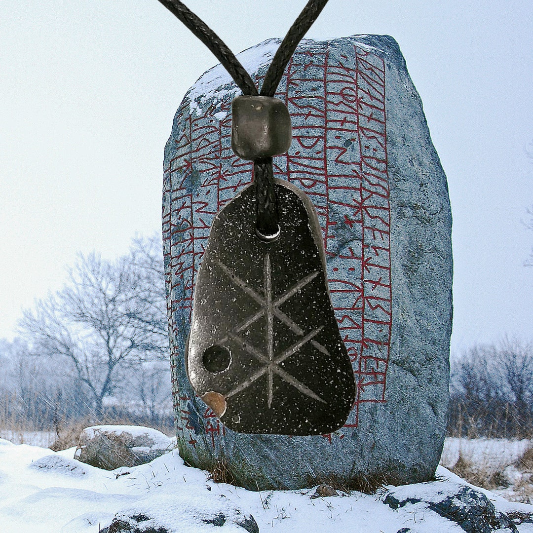 Viking Protective Amulet Made of Volcanic or Lava Stone Nordic Talisman ...
