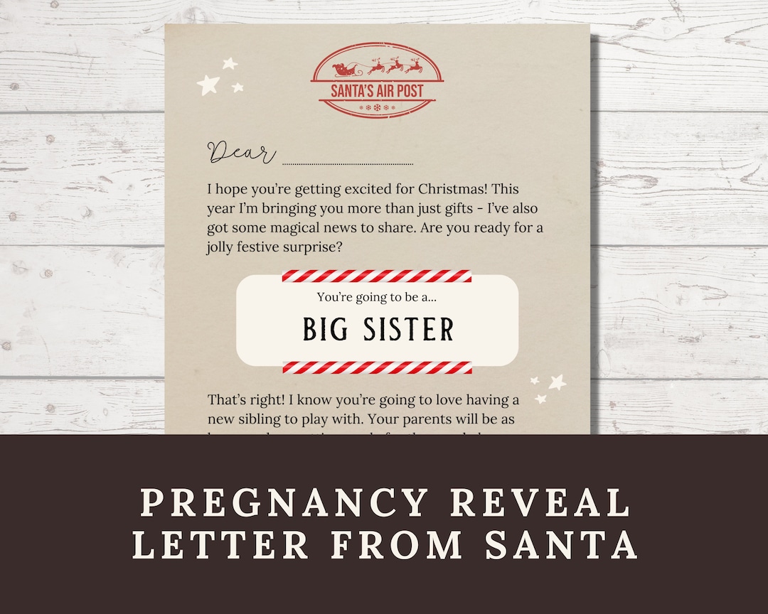 Christmas Pregnancy Reveal Letter From Santa to Big Brother/sister ...