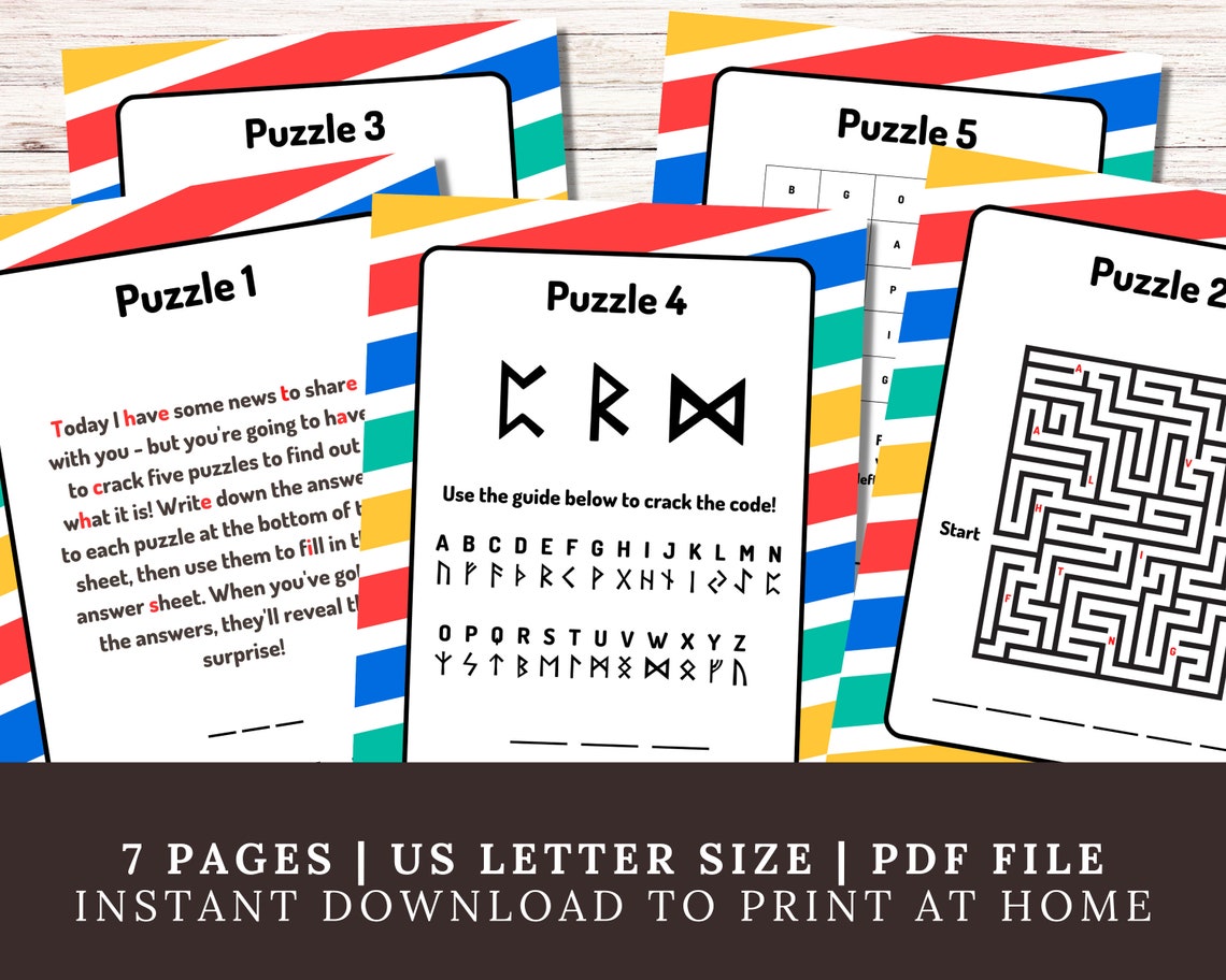 Teacher Pregnancy Announcement Puzzles: Classroom Reveal (printable PDF ...