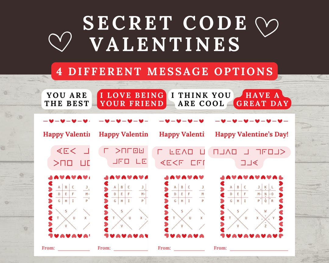 Puzzle Valentine for Kids, Printable Secret Code Valentine's Day Card ...