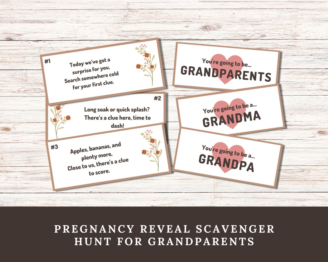 Pregnancy Reveal Scavenger Hunt for Grandparents (printable PDF) - Etsy