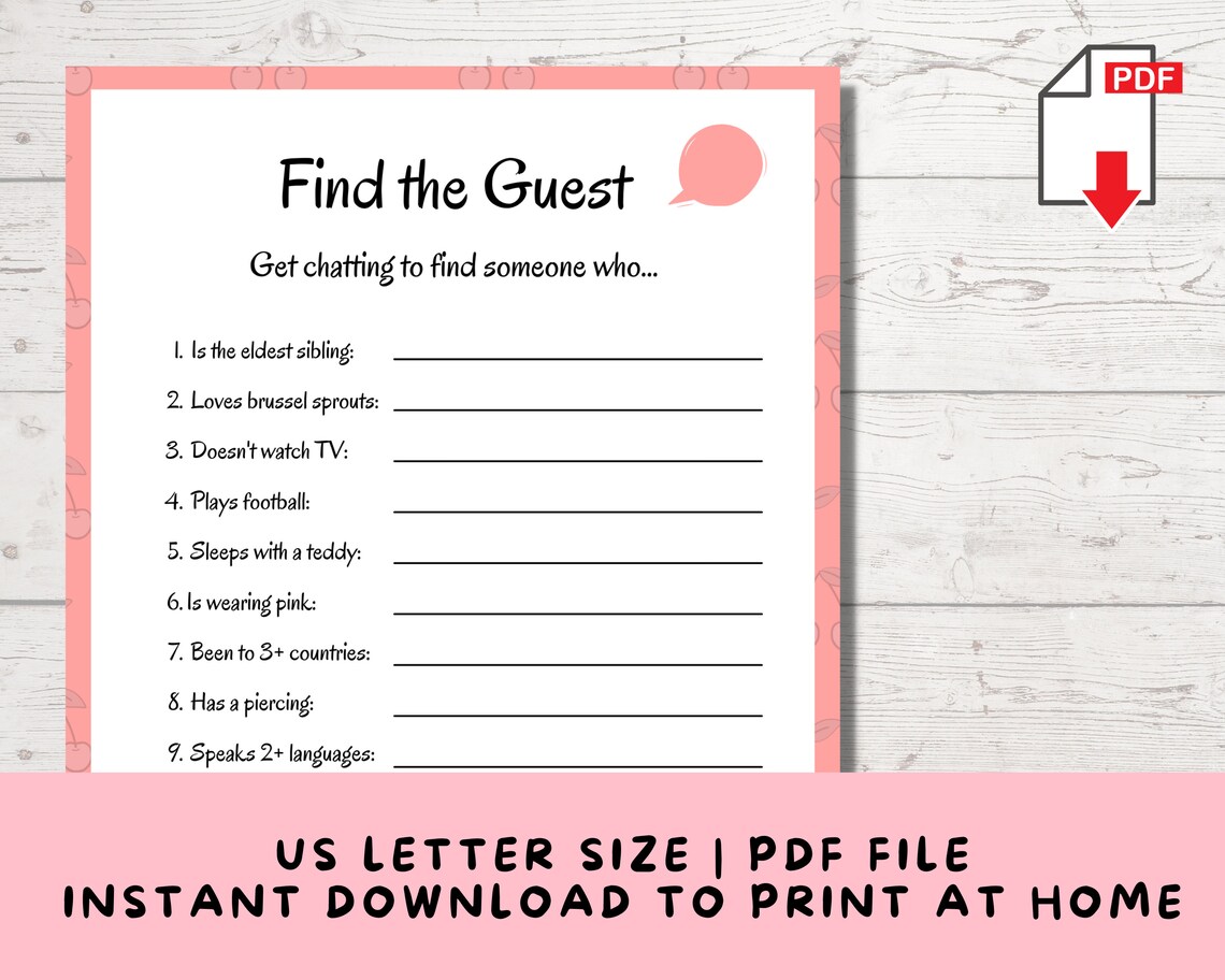 Printable Find the Guest Party Game for Teen and Tween Sleepovers ...