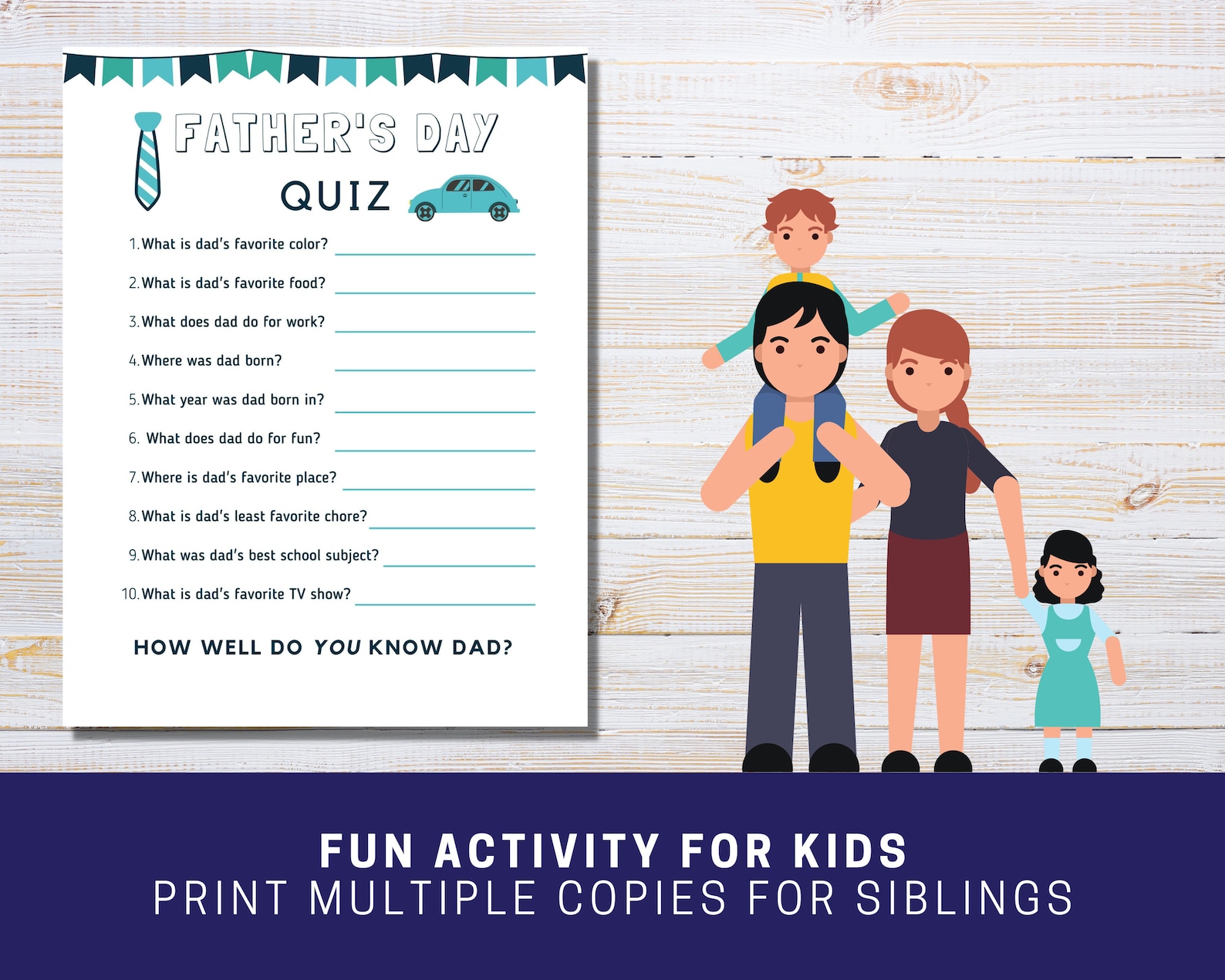 Father's Day Quiz for Kids printable Father's Day Questions Father's ...