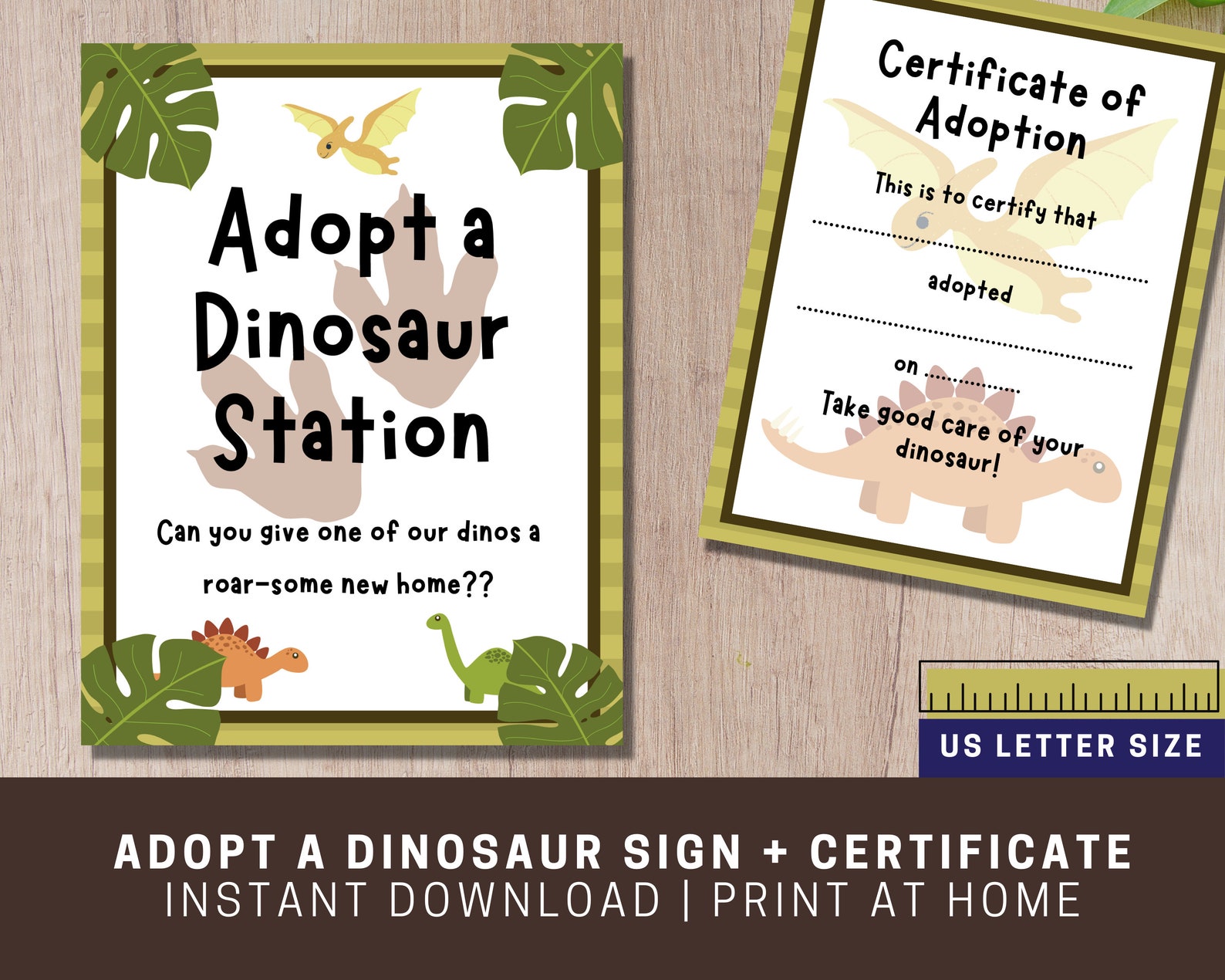 Adopt a Dinosaur Printable Sign and Certificate Dinosaur - Etsy UK