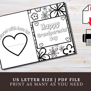 Grandparents Day Color-in Card: Kids Craft Activity (instant Download ...