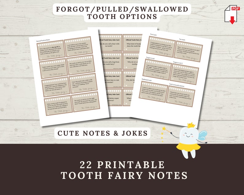 22 Printable Tooth Fairy Notes & Jokes Bundle, Tooth Fairy Letter Kit ...