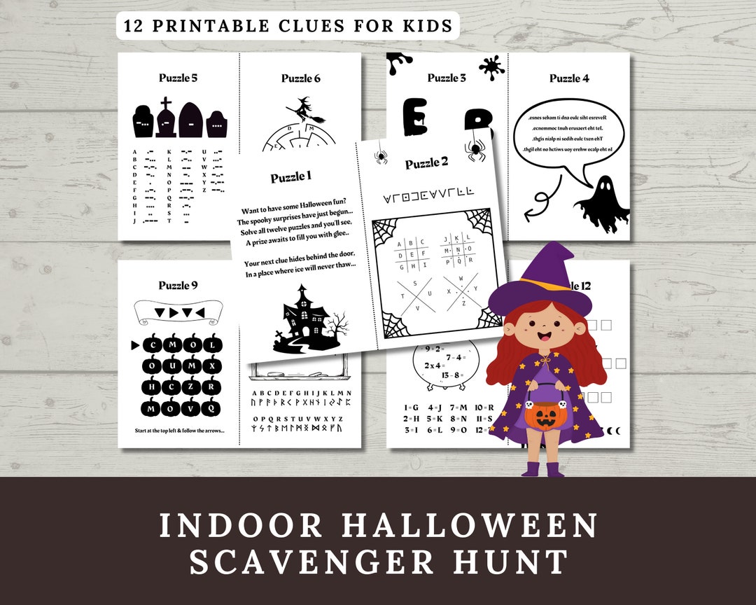 Halloween Scavenger Hunt for Kids: Indoor Puzzle Clues (printable) - Etsy