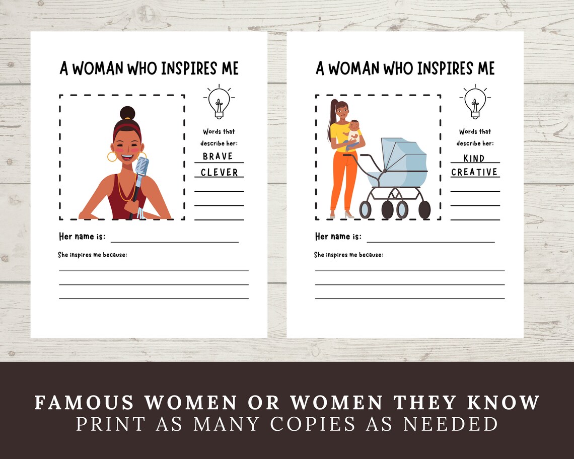Inspiring Women Printable Worksheet for Kids, Women's Day, Women's ...