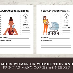 Inspiring Women Printable Worksheet for Kids, Women's Day, Women's ...