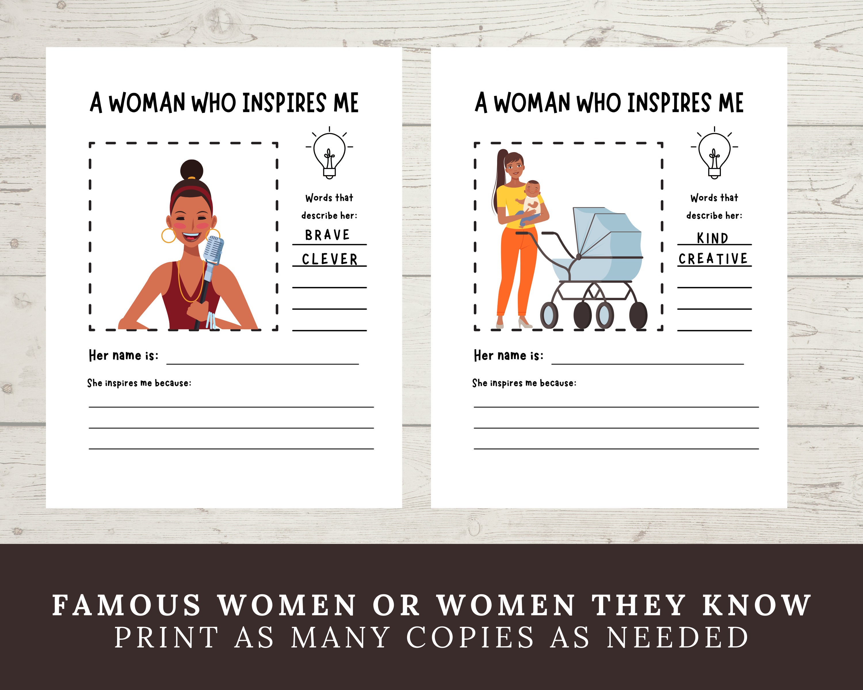 Inspiring Women Printable Worksheet for Kids, Women's Day, Women's ...