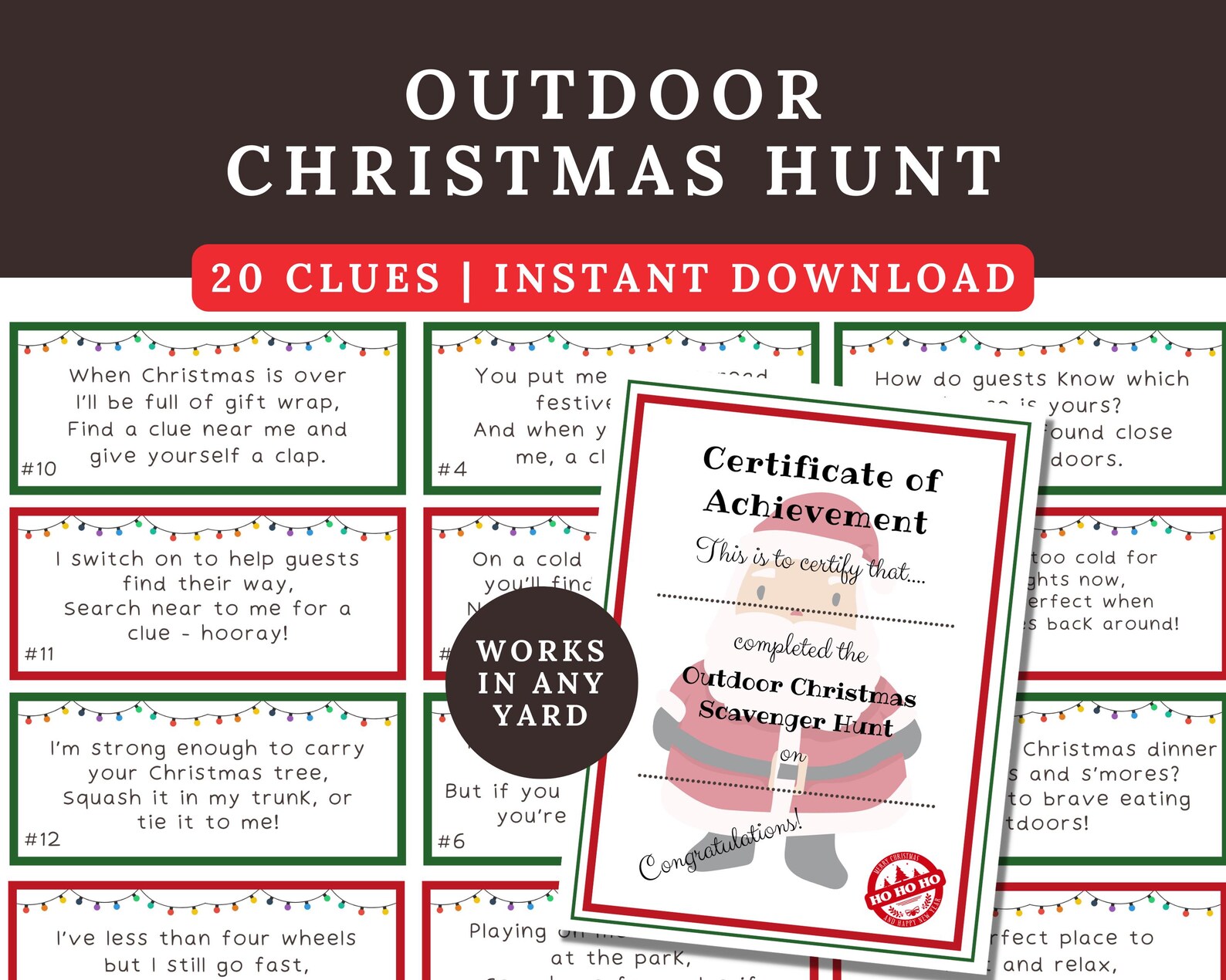 Outdoor Christmas Scavenger Hunt for Kids, Printable Backyard Christmas ...
