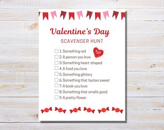 Valentine's Day Scavenger Hunt, Valentine's Day Game, Valentine's Day ...