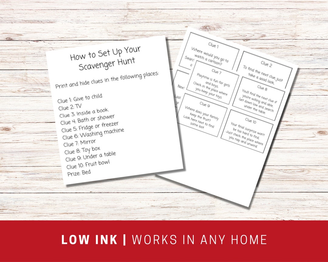 At Home Scavenger Hunt With Rhyming Clues, Printable Indoor Scavenger ...