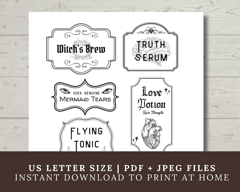 Printable Halloween Potion Bottle Labels - Apothecary, Witch Wizard ...