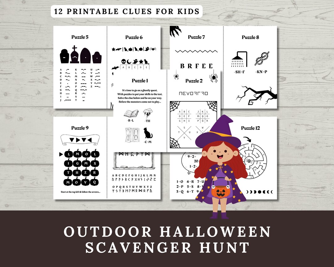 Outdoor Halloween Scavenger Hunt: Spooky Puzzle Clues (printable) - Etsy