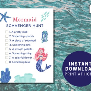 Mermaid Scavenger Hunt Printable Cute Mermaid Party Game - Etsy