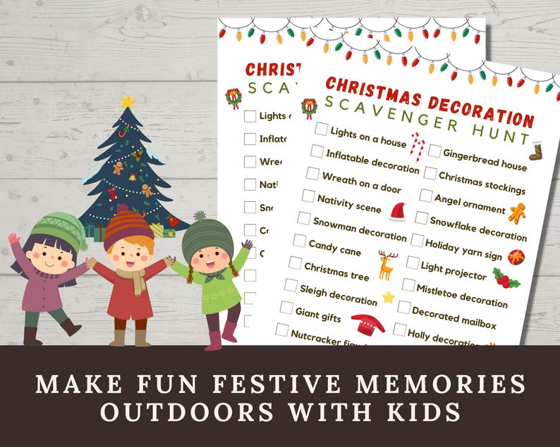 Christmas Lights Scavenger Hunt for Kids & Toddlers, Printable Outdoor ...