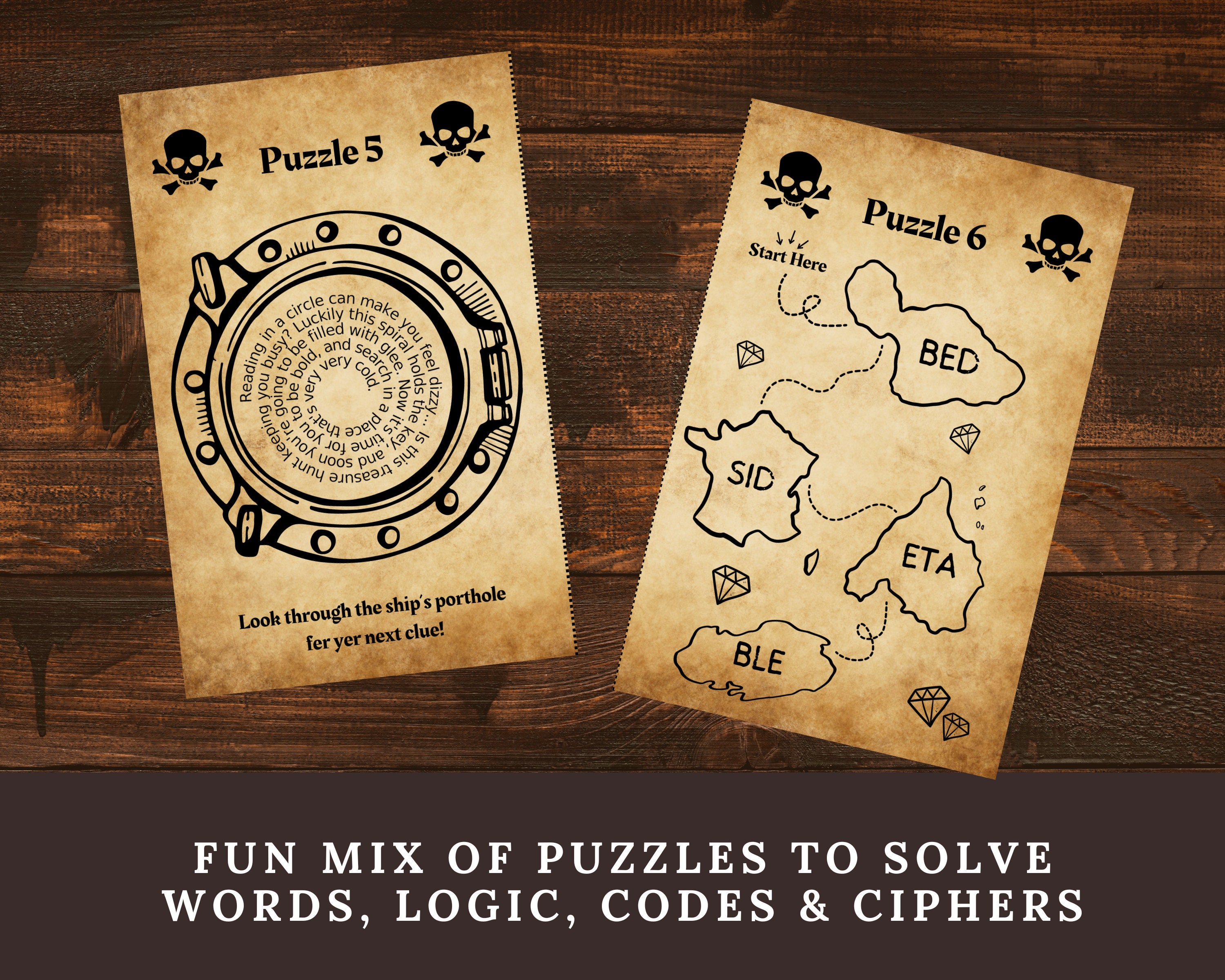 Indoor Pirate Scavenger Hunt for Kids, Pirate Treasure Hunt Puzzle ...