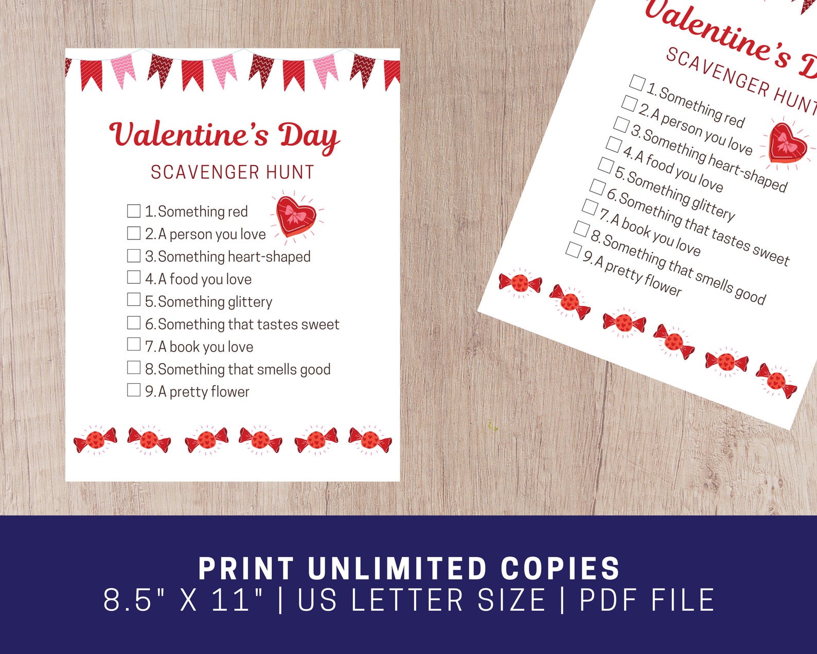 Valentine's Day Scavenger Hunt for Kids printable - Etsy