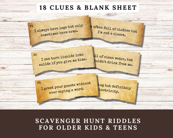 Printable Scavenger Hunt Riddles