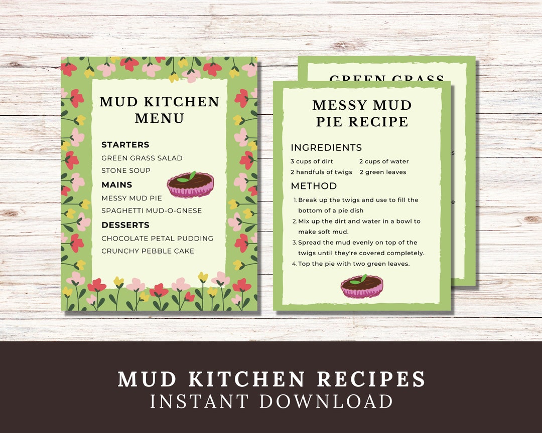 Mud Kitchen Menu & Recipe Cards: Nature Pretend Play (PDF Download ...