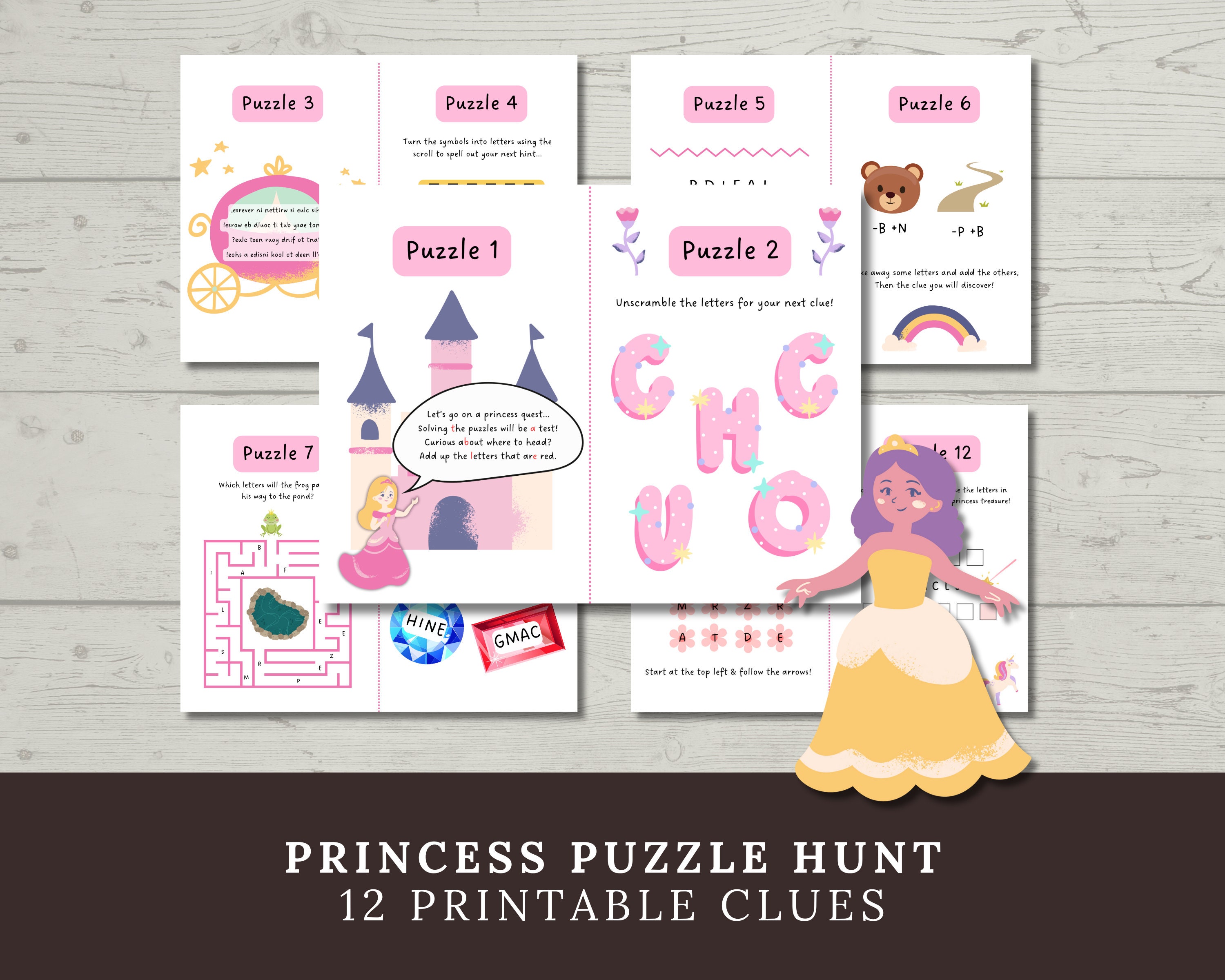Princess Scavenger Hunt for Kids, Printable Princess Party Game ...