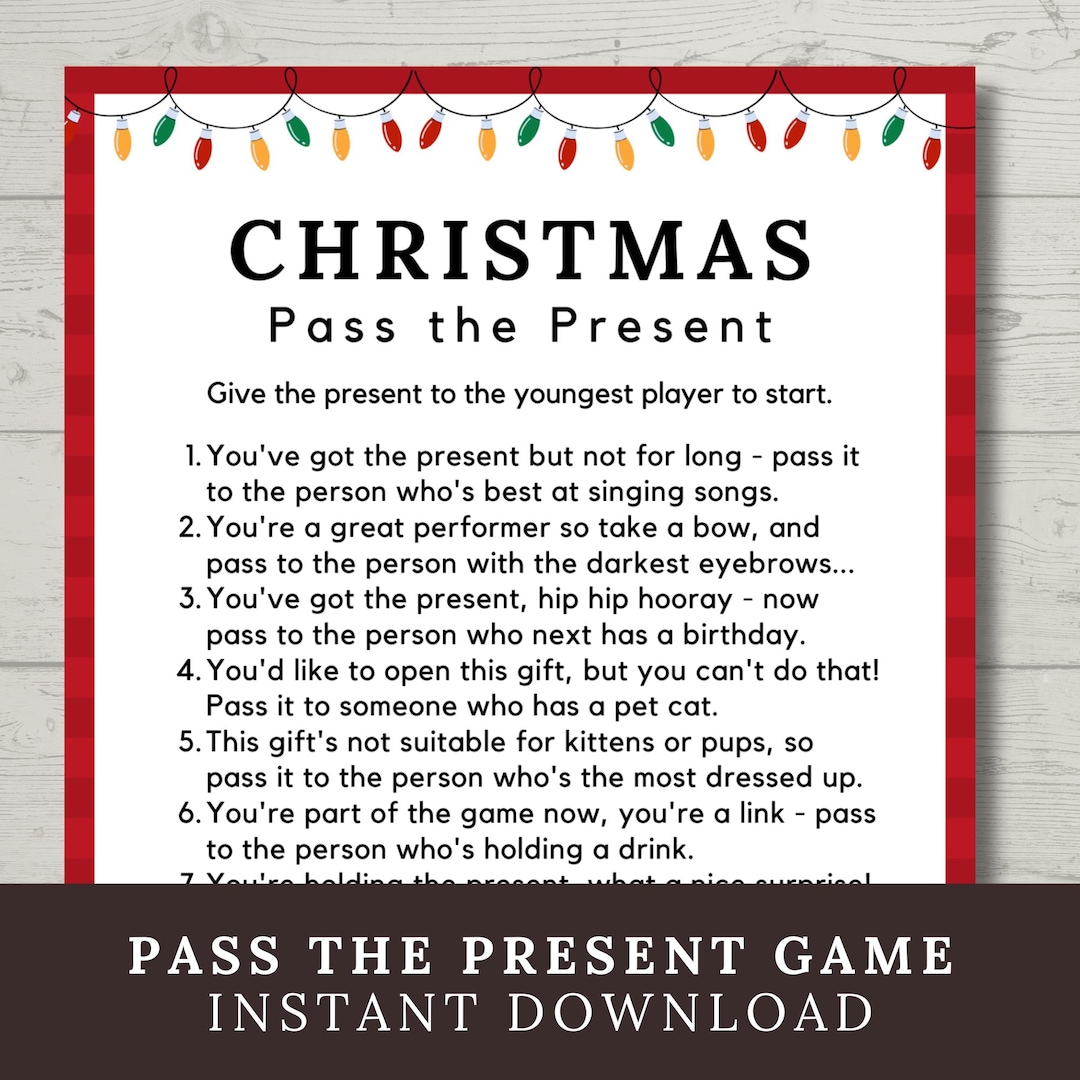 Christmas Pass the Present Game (printable), Work Christmas Party ...