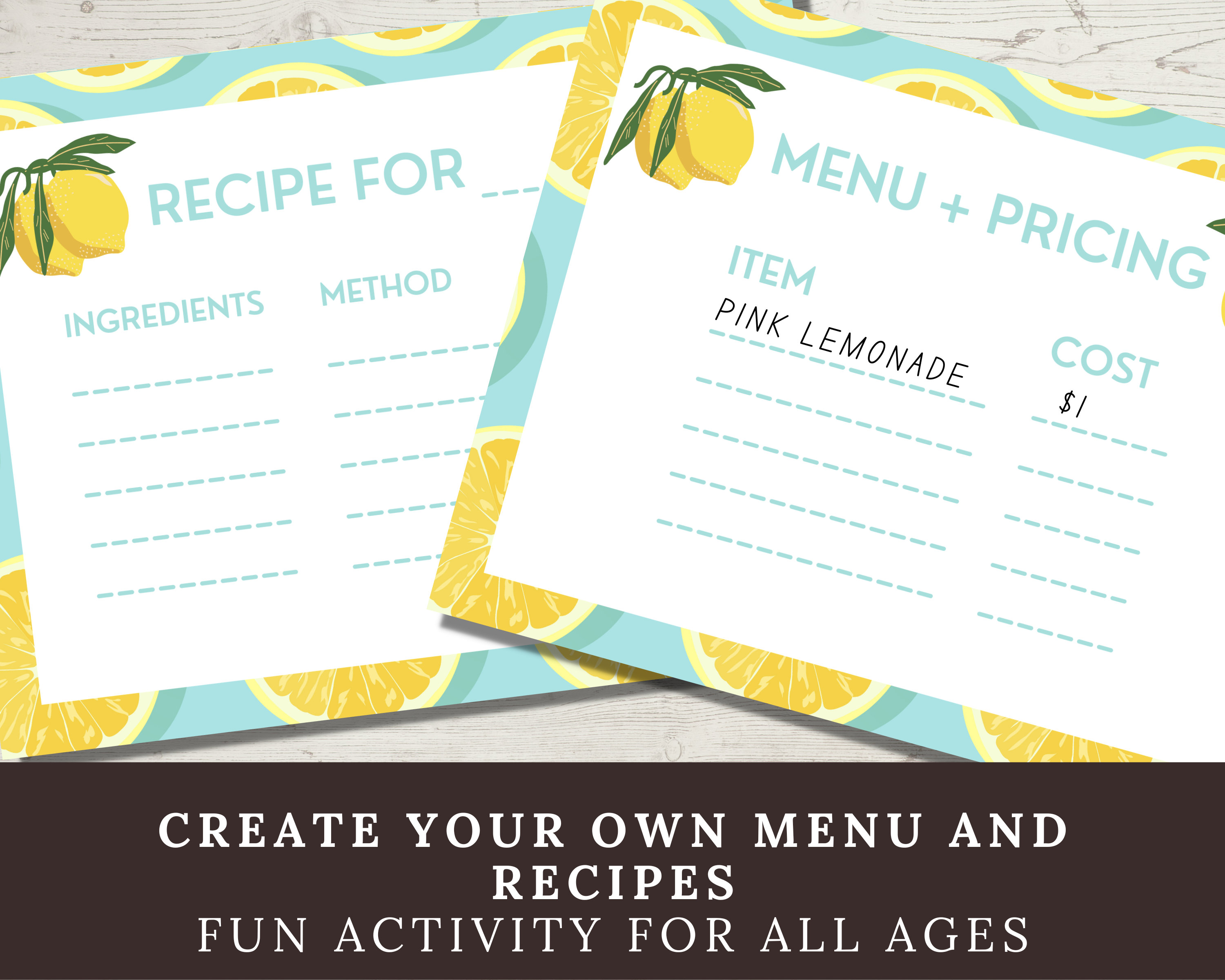Printable Lemonade Stand Kit for Kids, Lemonade Stand Sign Menu ...