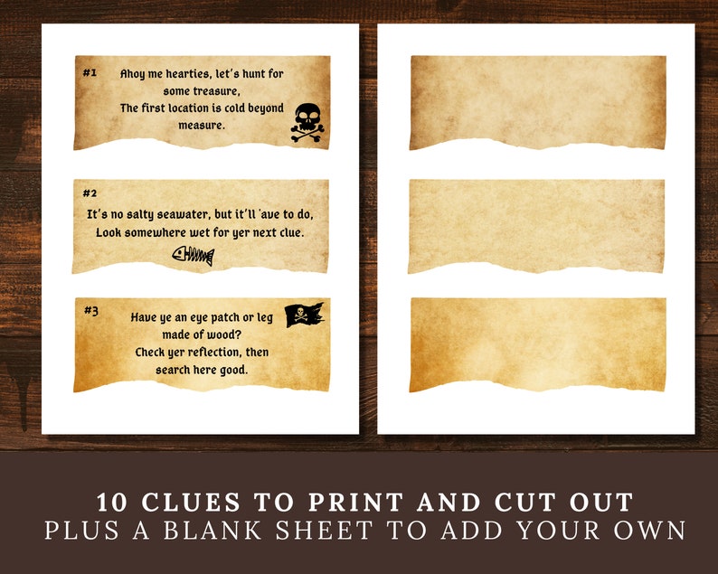 Pirate Scavenger Hunt Clues: Rhyming Riddles, Birthday Party Game ...