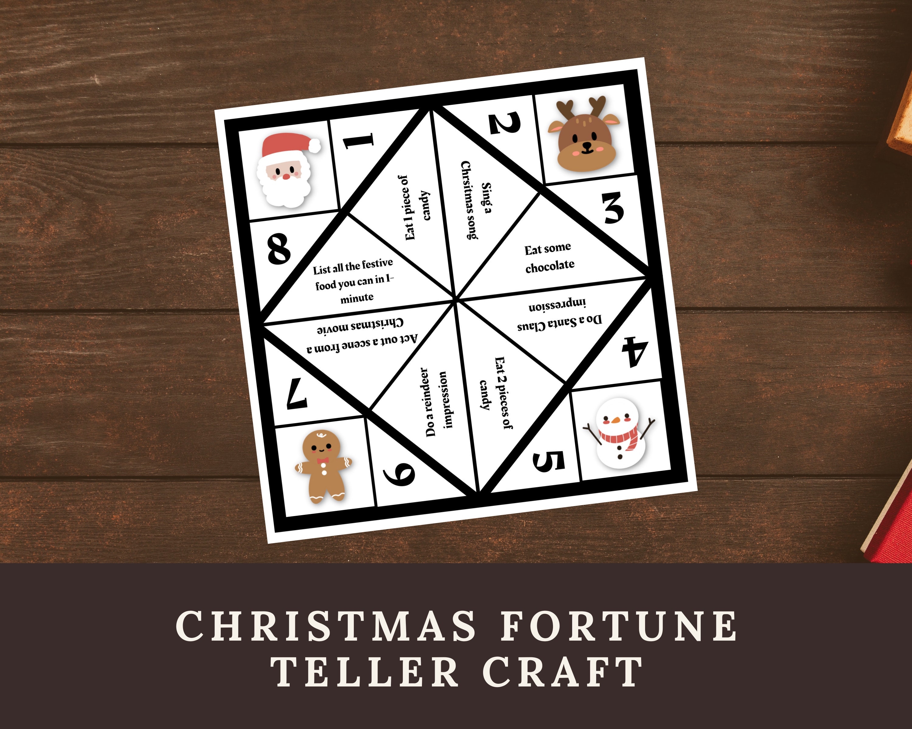 Printable Christmas Fortune Teller for Kids, Cootie Catcher Craft ...